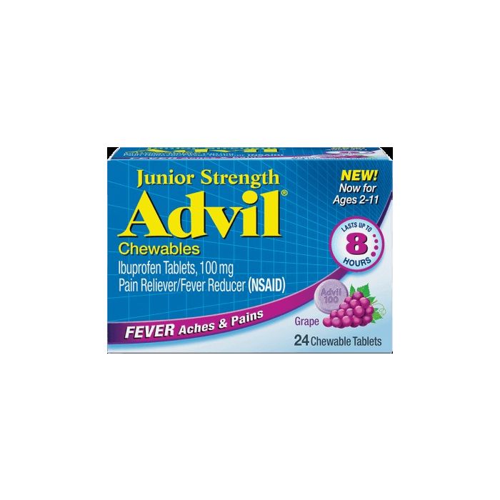 Advil®, Junior Strength, Grape Flavor, 100 mg tablets, 24/bx