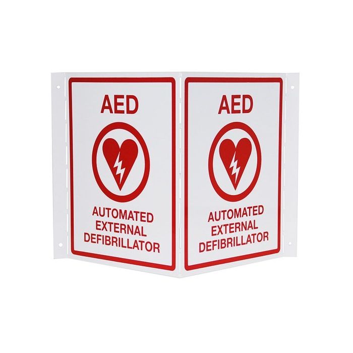 Triangular AED Sign, Metal